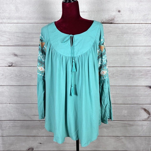 Ariat | Tops | Ariat Julietta Top Boho Embroidered Western Peasant ...